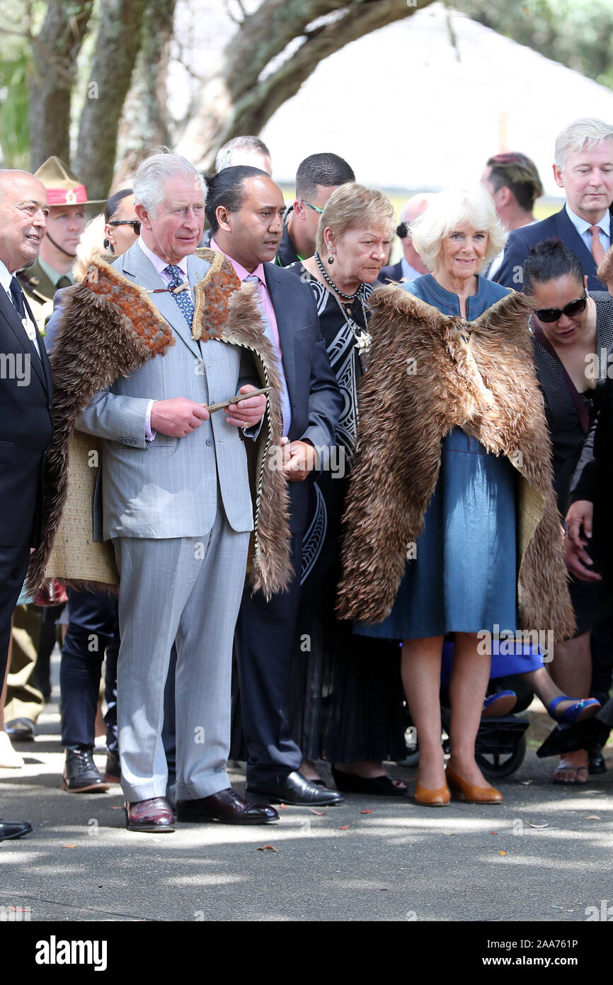The Prince of Wales and the Duchess of Cornwall wearing Maori cloaks ...