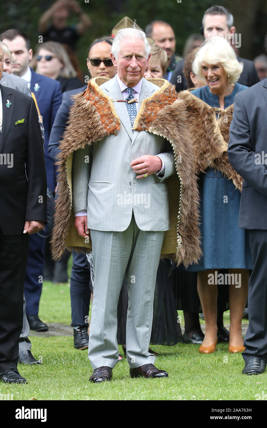 The Prince of Wales and the Duchess of Cornwall wearing Maori cloaks ...