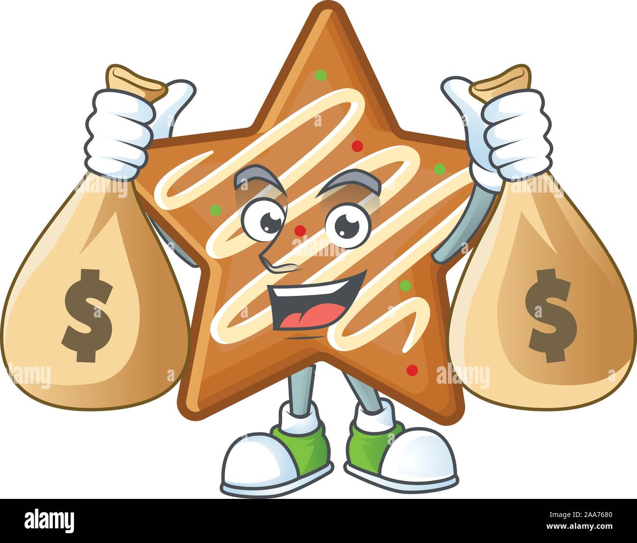 Cartoon crispy star cookies with the character holding money bag Stock ...