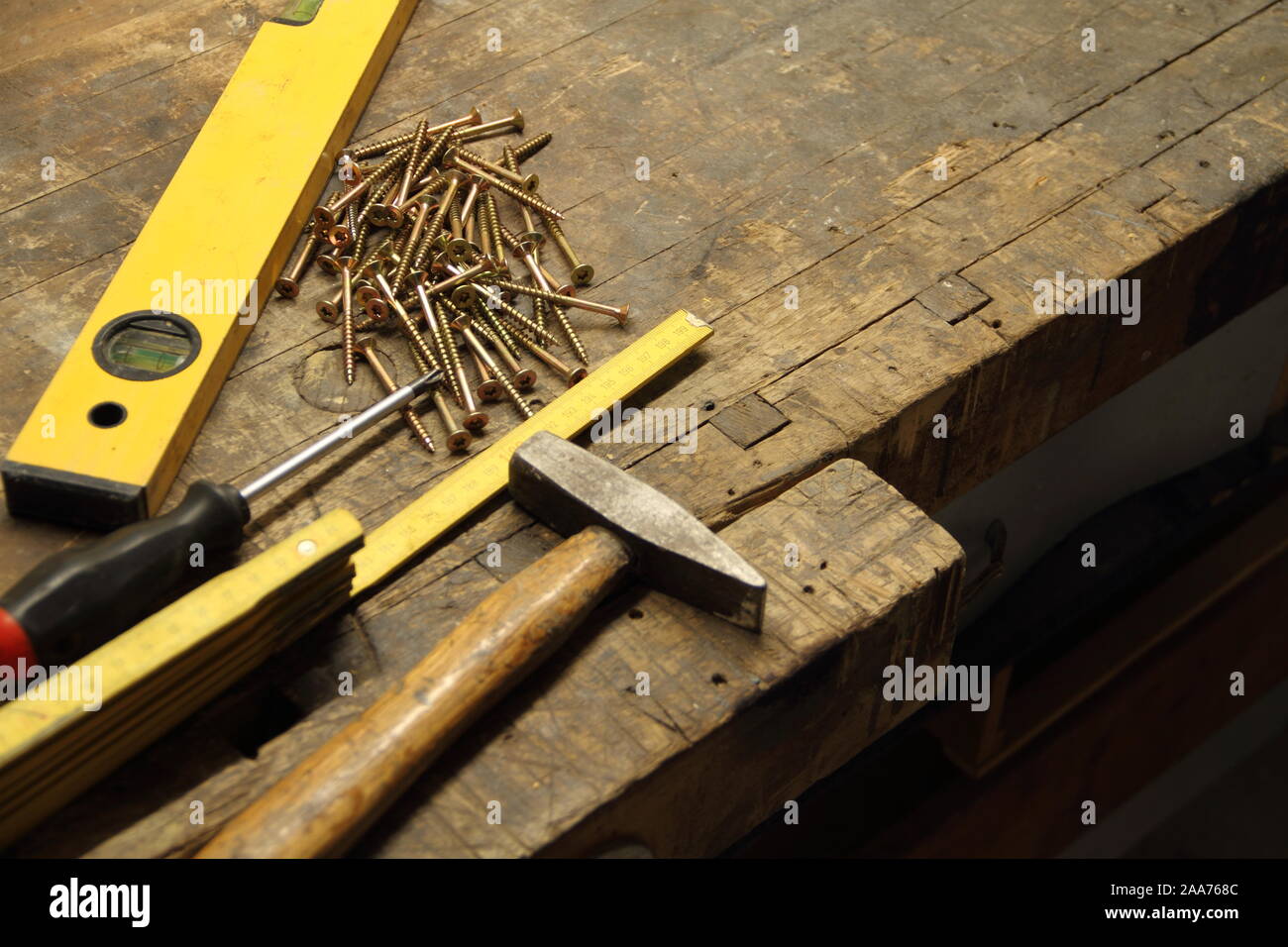 Tool on a workbench Stock Photo - Alamy
