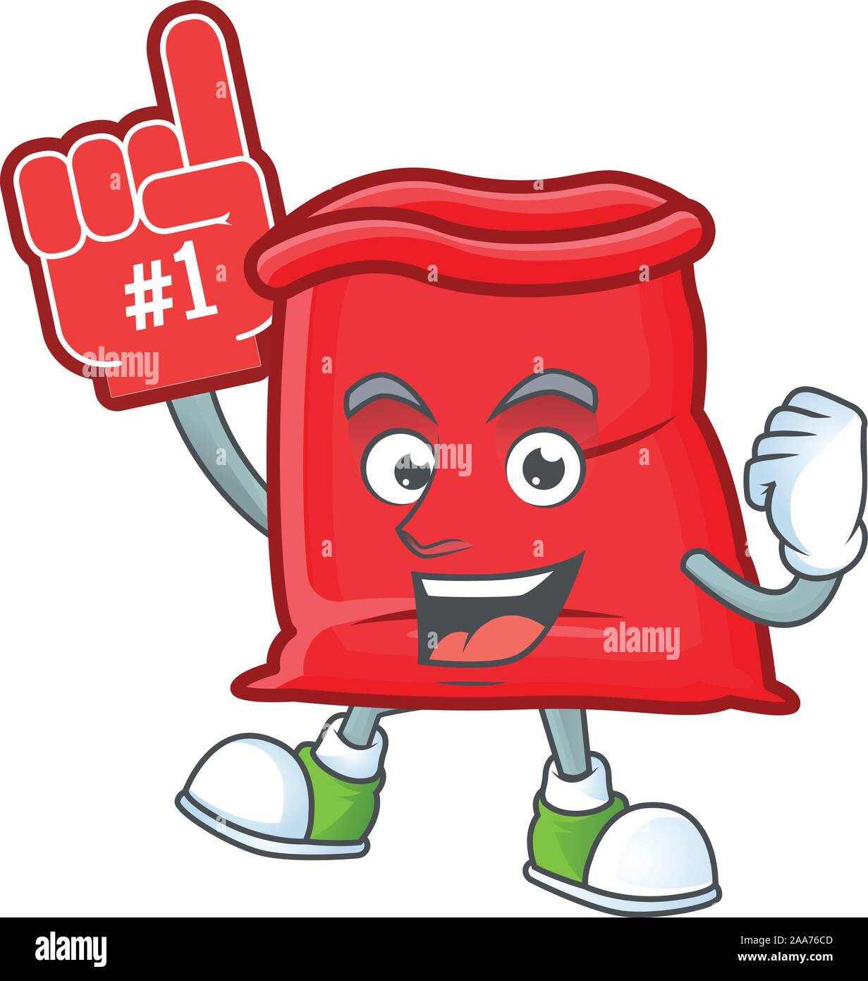 Cartoon santa bag open with character foam finger Stock Vector Image ...