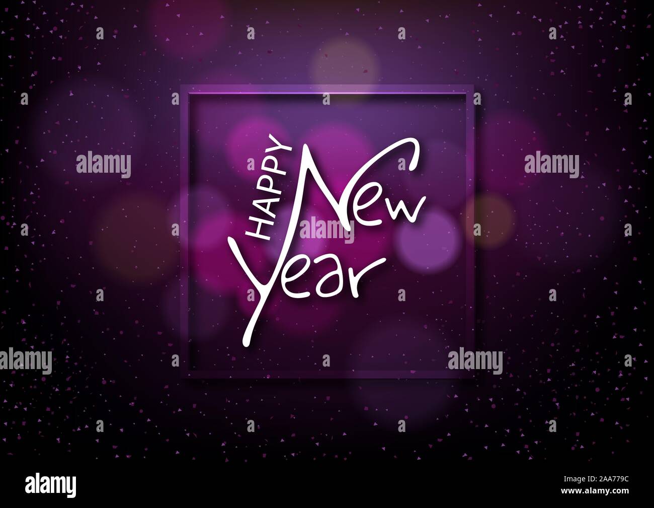 Happy New Year on Dark Background with Bokeh Effect Stock Vector Image ...