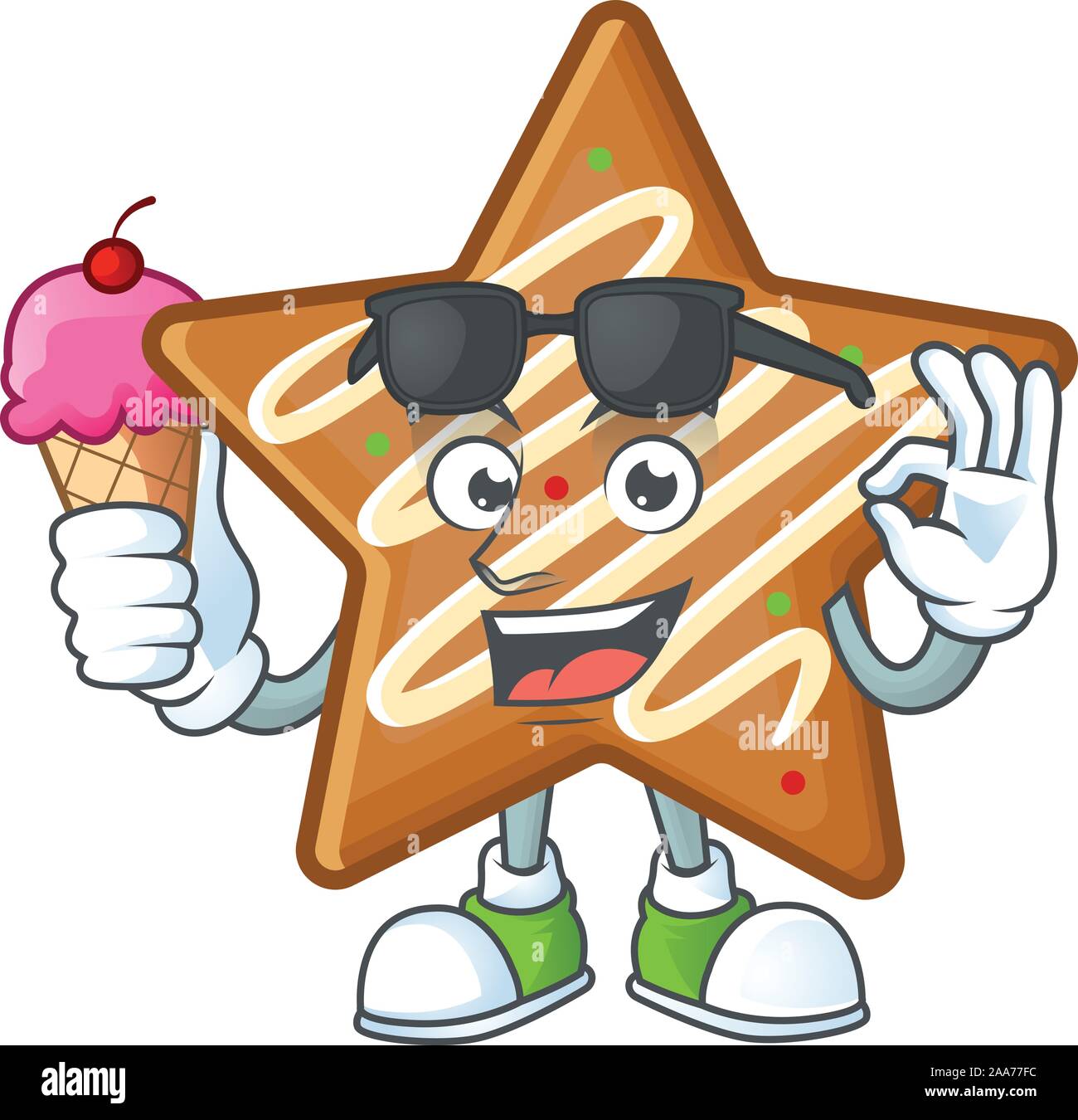 Star cookies cartoon with the mascot with ice cream Stock Vector Image ...