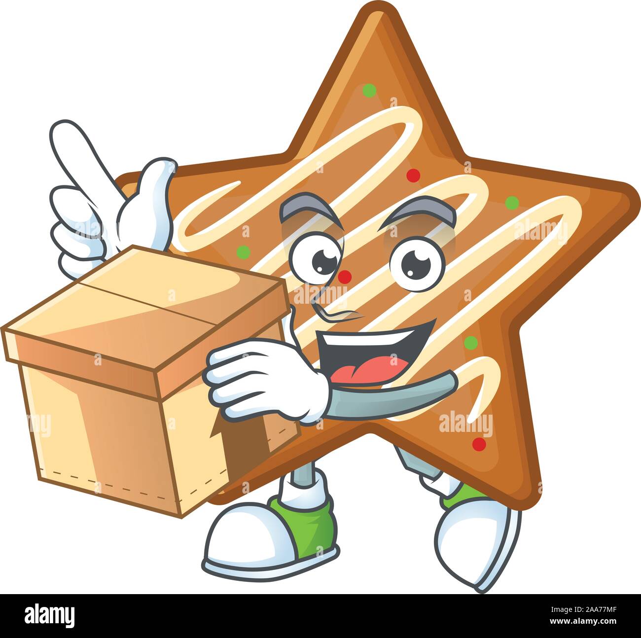 Star cookies cartoon with the mascot with bring box Stock Vector Image ...