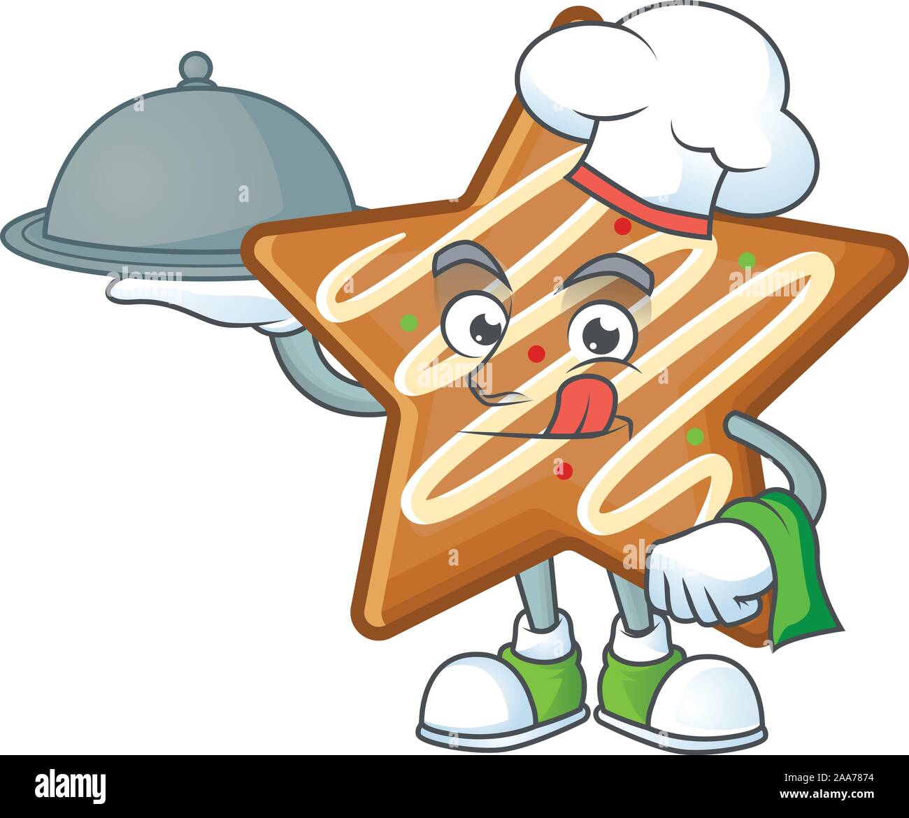 Delicious star cookies with character chef holding food shape Stock ...