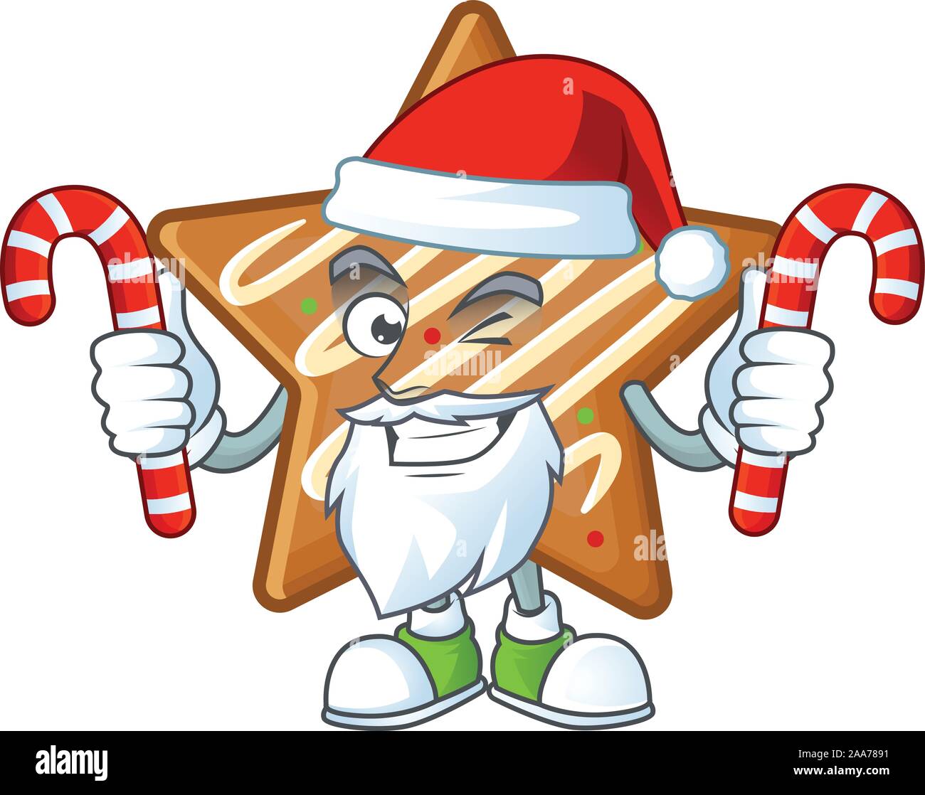 Character santa bring candy in the star cookies cartoon Stock Vector ...