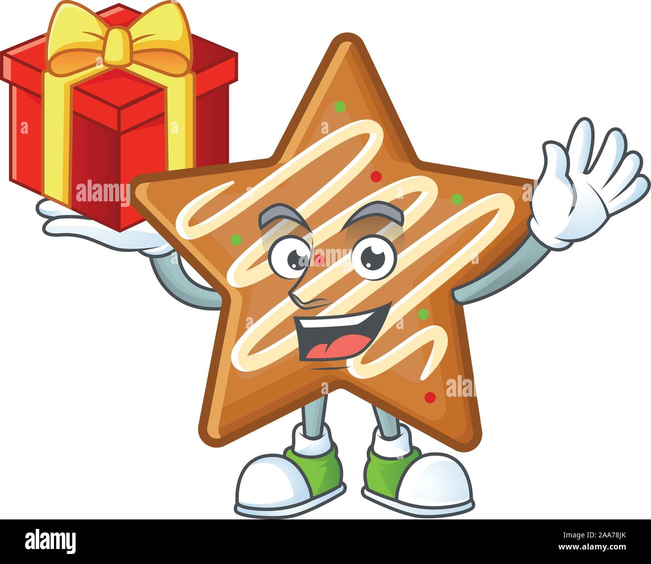 Character bring gift in the star cookies cartoon Stock Vector Image ...