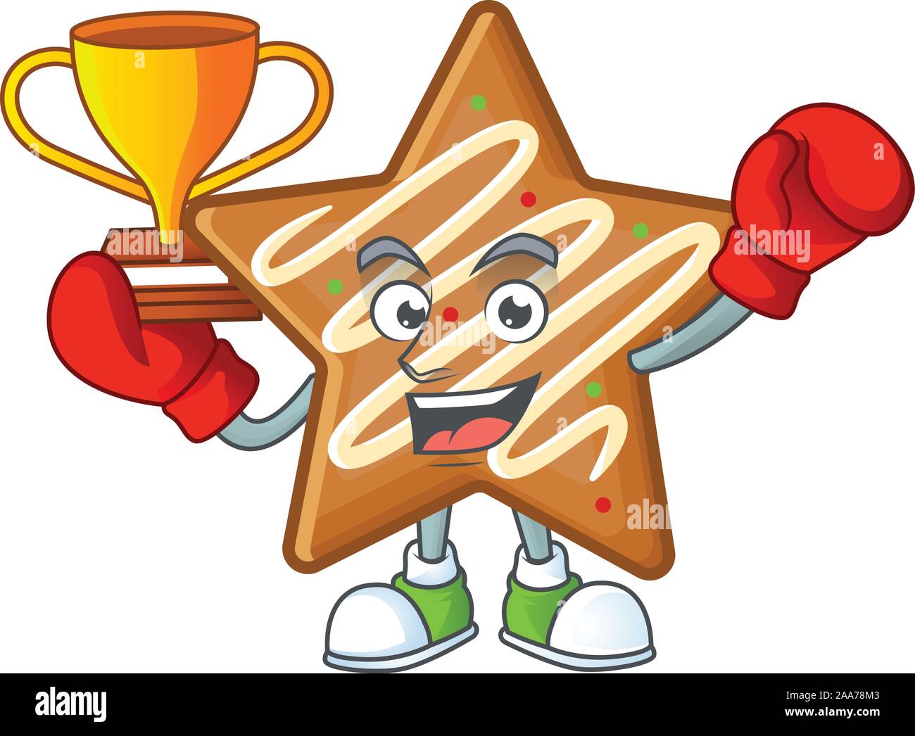 Character boxing winner in the star cookies cartoon Stock Vector Image ...