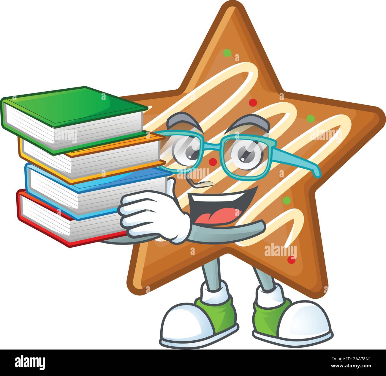 Character student bring book in the star cookies cartoon Stock Vector ...