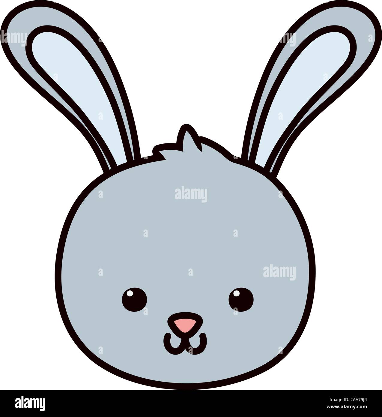 cute rabbit head cartoon icon on white background vector illustration ...
