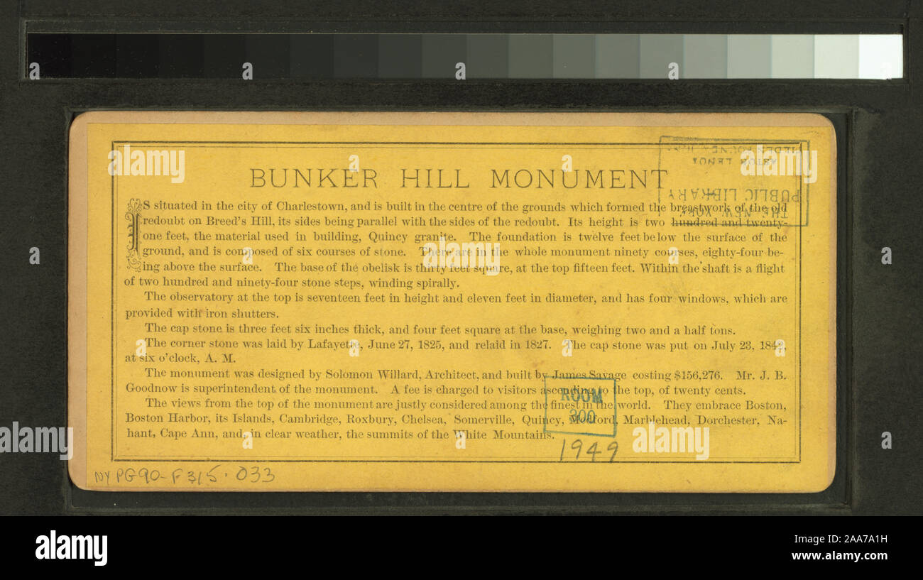 Bunker Hill Monument.; Bunker Hill Monument Stock Photo - Alamy