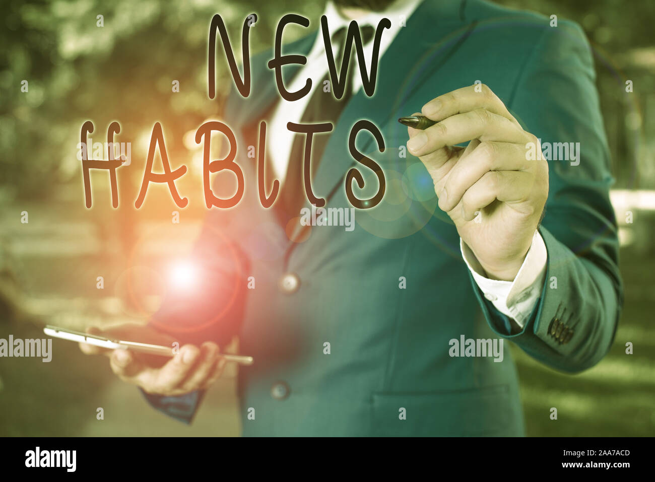 Conceptual hand writing showing New Habits. Concept meaning change the ...