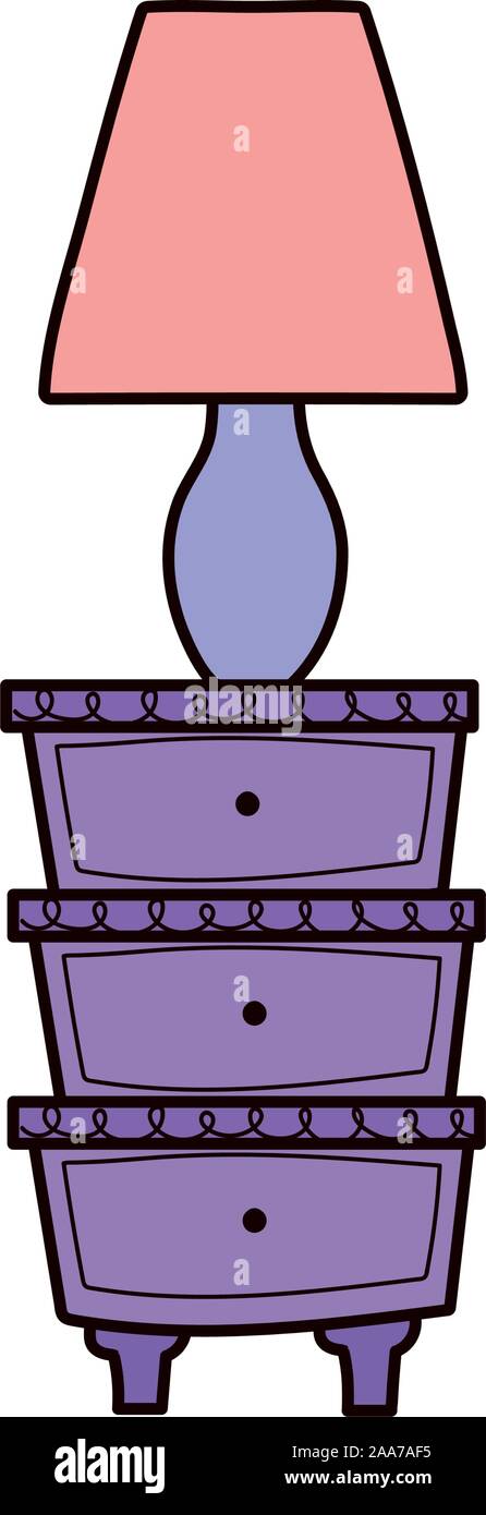 wooden table drawers furniture and lamp icon vector illustration Stock ...