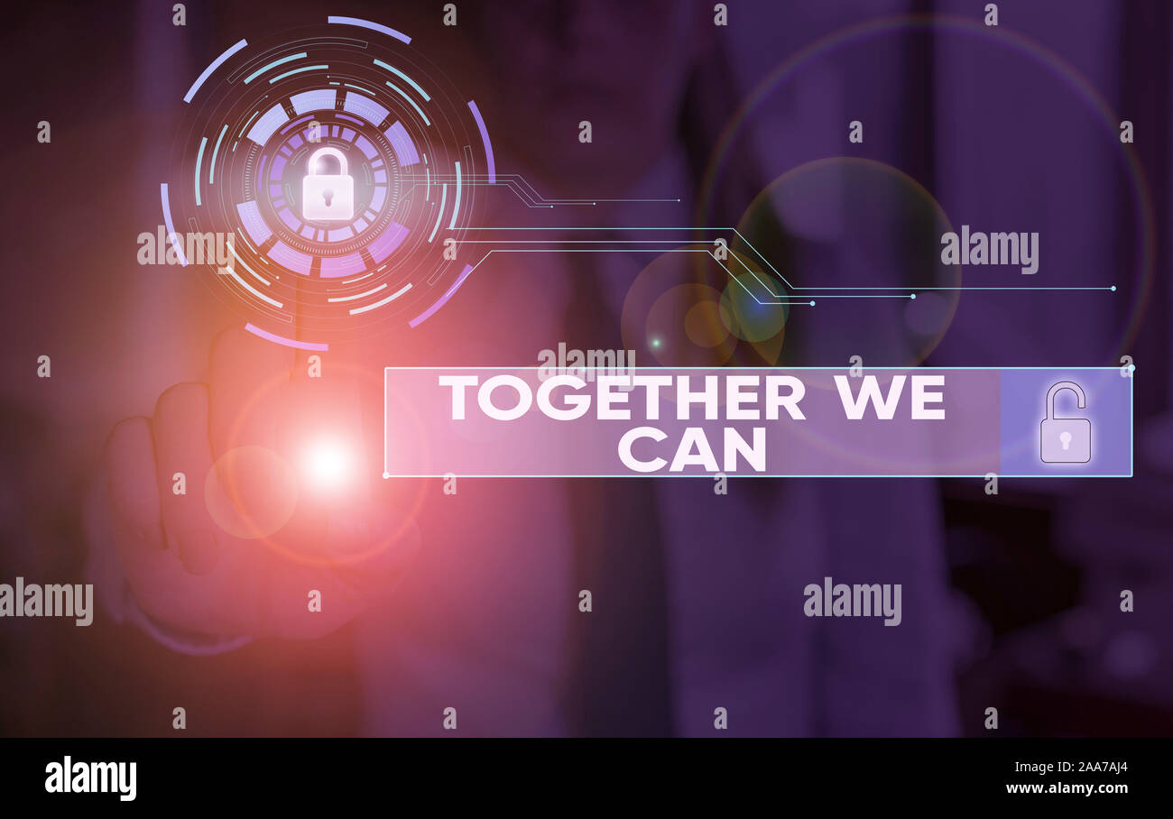 Writing note showing Together We Can. Business concept for unity can ...