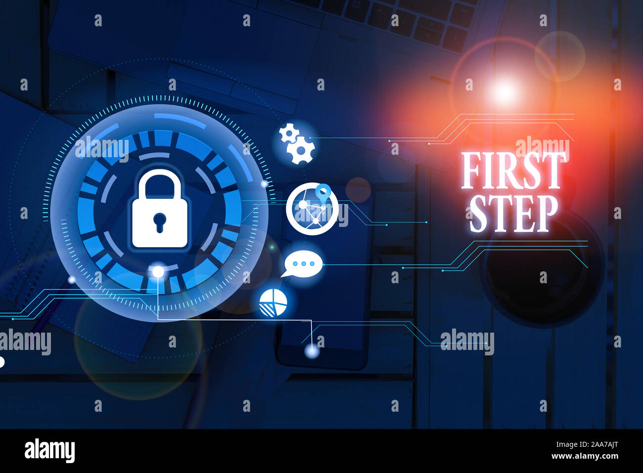 Conceptual hand writing showing First Step. Concept meaning The first ...