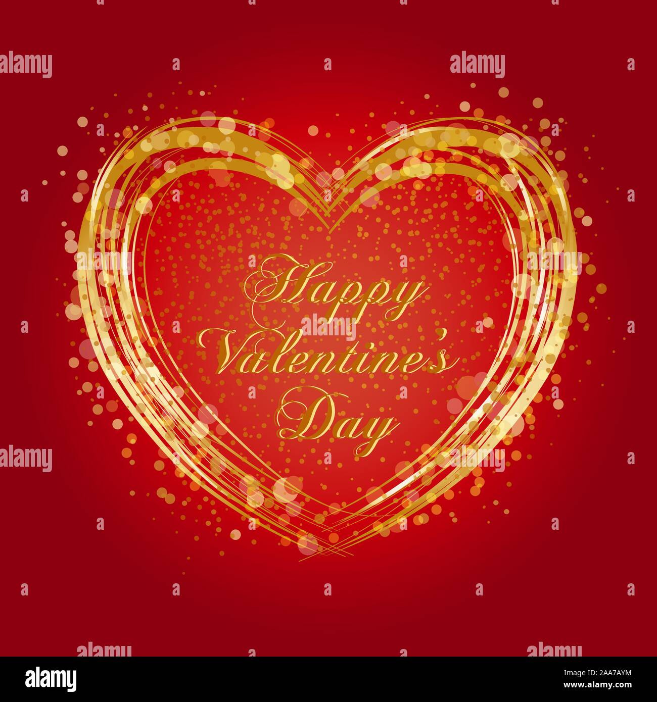 Happy Valentine's Day vintage lettering greeting card on red background ...