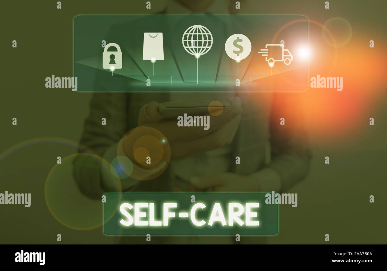 Conceptual hand writing showing Self Care. Concept meaning the practice ...