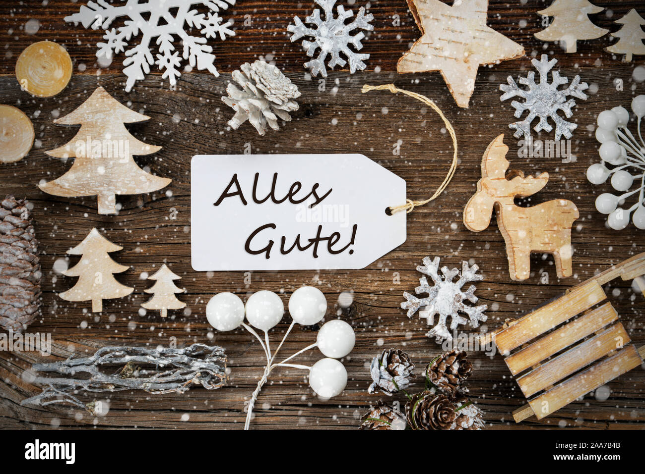 Label, Frame Of Christmas Decoration, Alles Gute Means Best Wishes ...