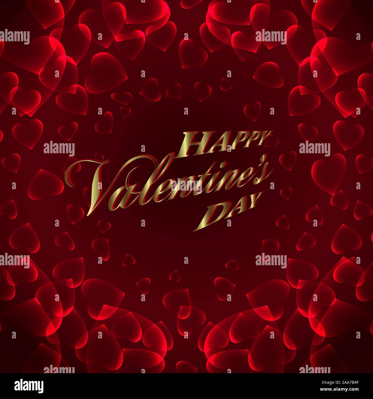 Happy Valentine's Day vintage lettering greeting card on red background ...