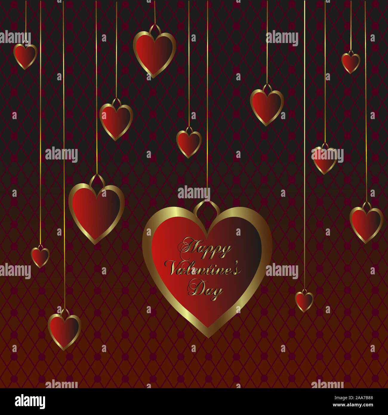 Happy Valentine's Day vintage lettering greeting card on red background ...