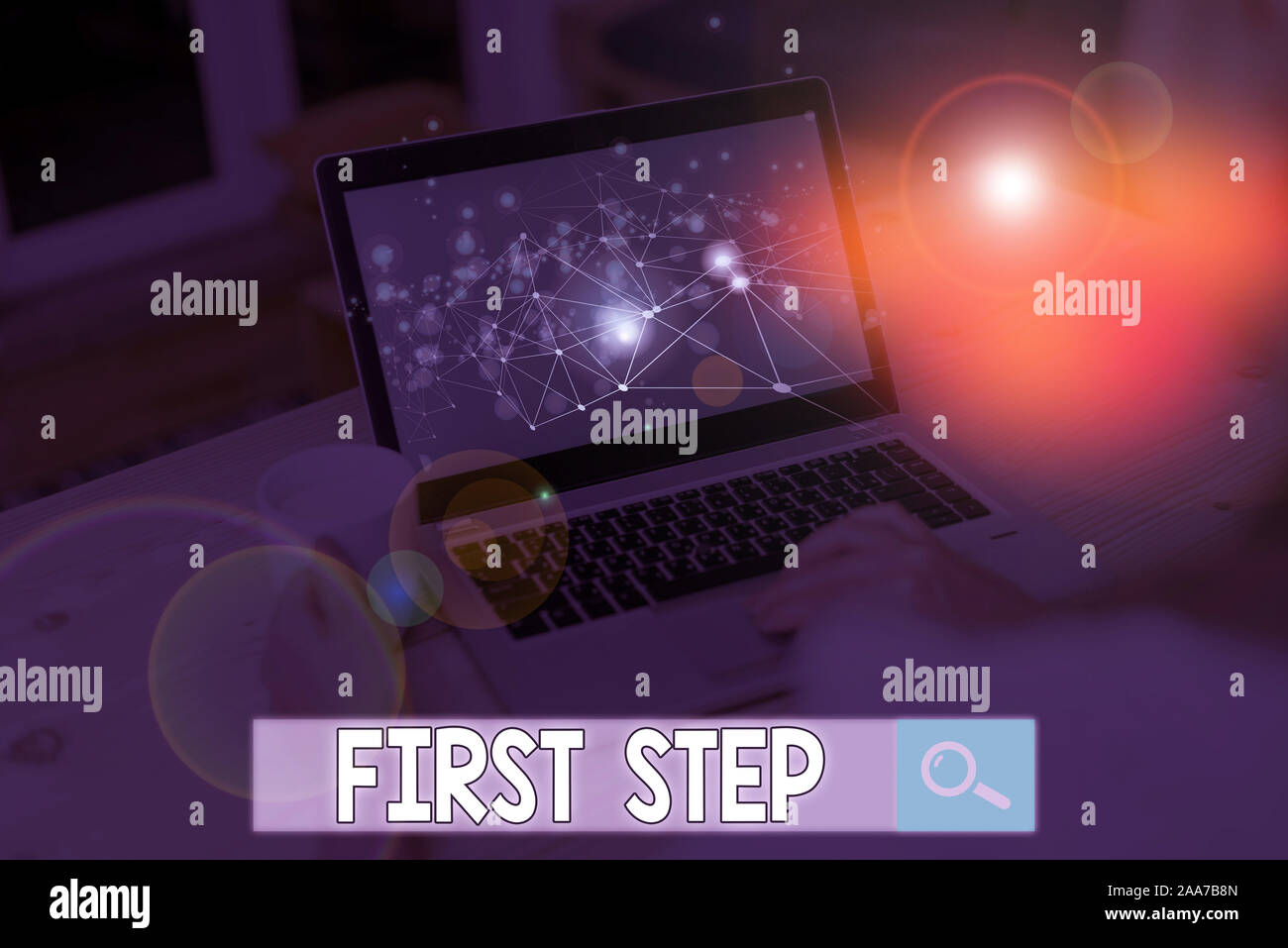 Text sign showing First Step. Business photo text The first of a series ...