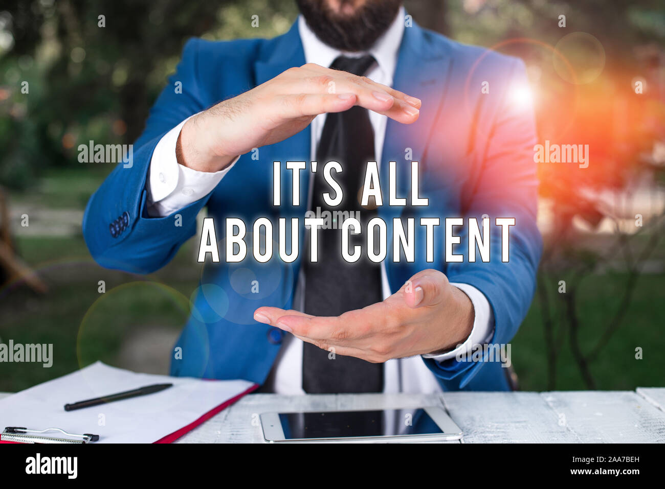 Conceptual hand writing showing It S All About Content. Concept meaning ...