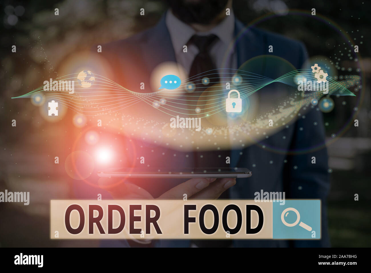 Writing note showing Order Food. Business concept for the process of ...