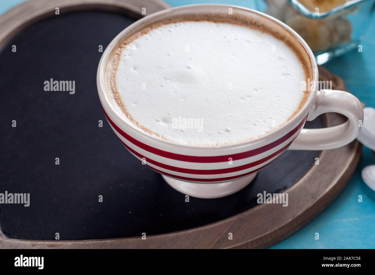 red coffee cup. top view red strip cup Stock Photo - Alamy
