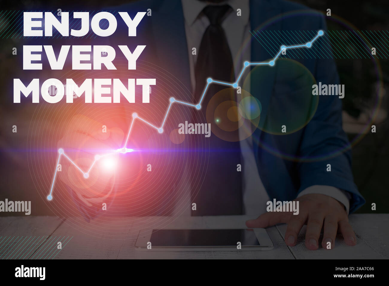 Writing note showing Enjoy Every Moment. Business concept for being ...