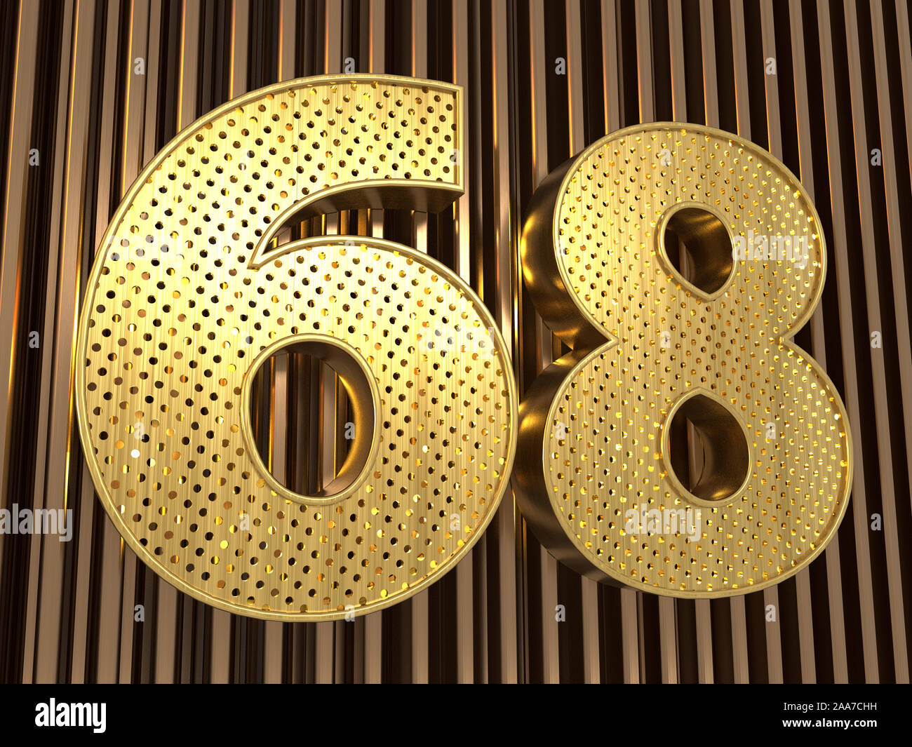 number 68 (number sixty-eight) perforated with small holes on the metal ...