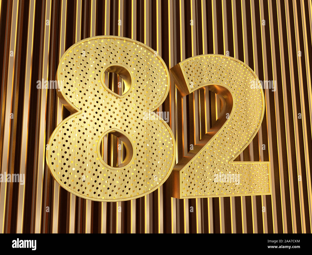 number 82 (number eighty-two) perforated with small holes on the metal ...