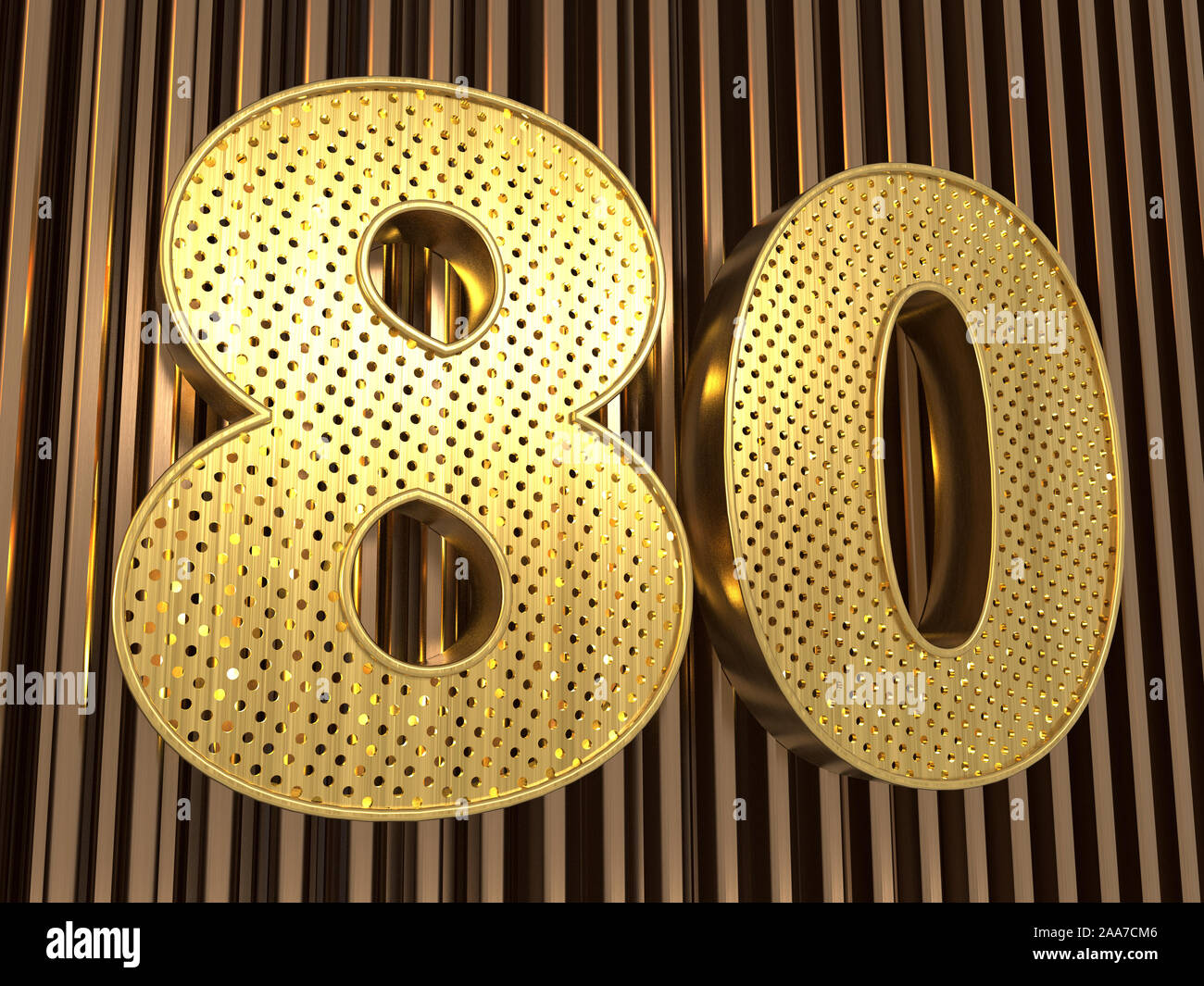 number 80 (number eighty) perforated with small holes on the metal ...