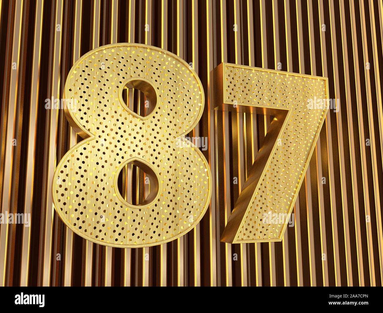 number 87 (number eighty-seven) perforated with small holes on the ...