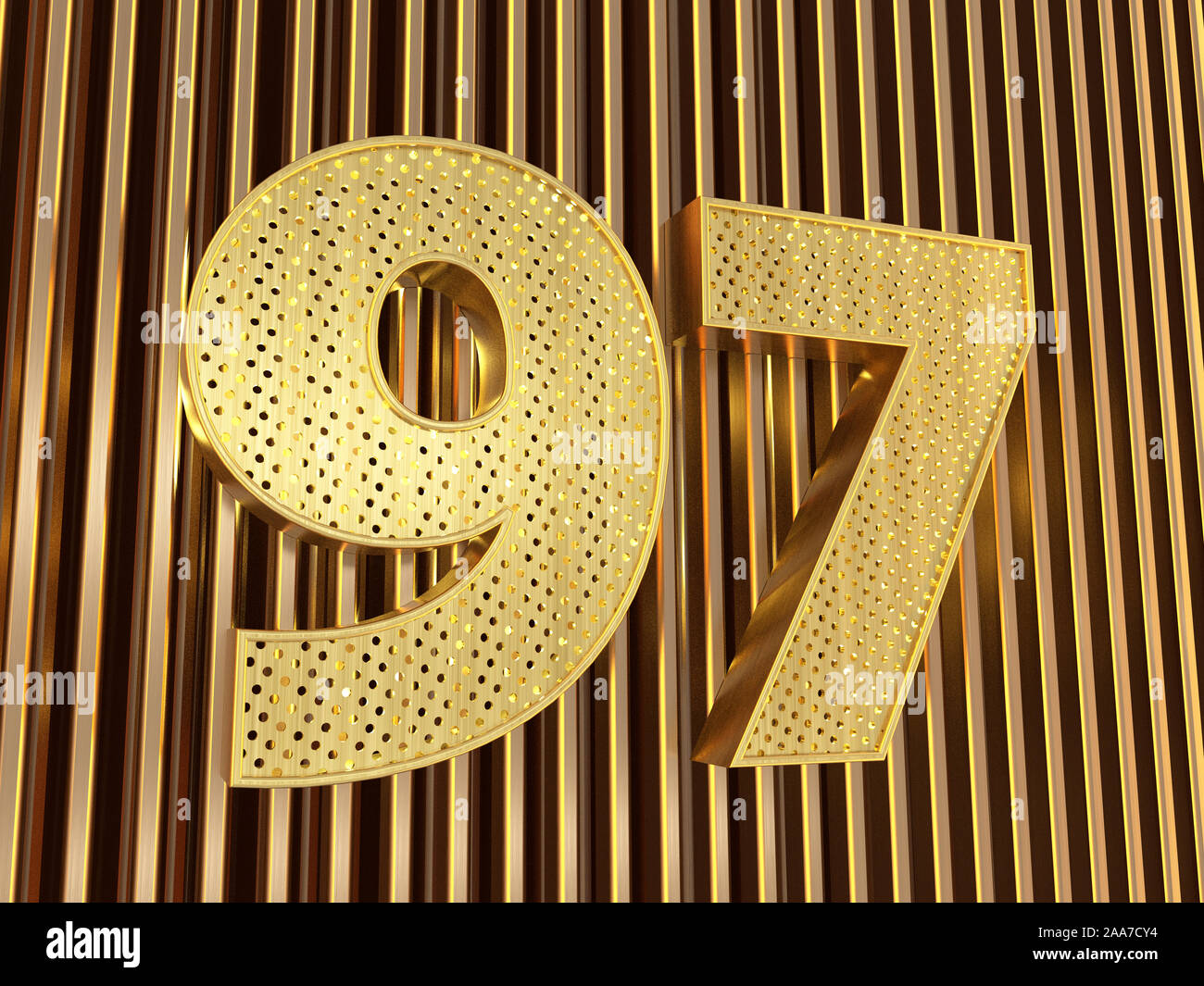 number 97 (number ninety-seven) perforated with small holes on the ...