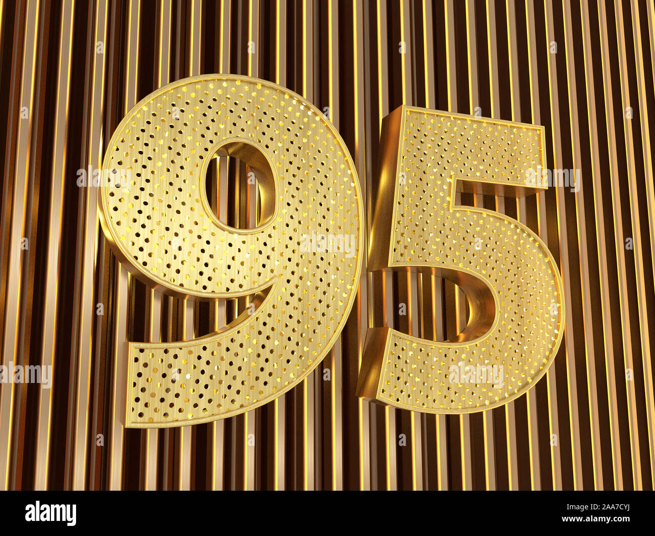 number 95 (number ninety-five) perforated with small holes on the metal ...