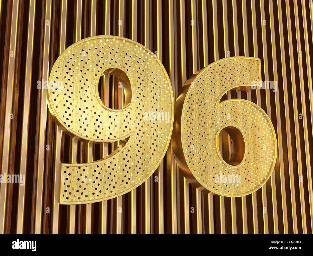 number 96 (number ninety-six) perforated with small holes on the metal ...