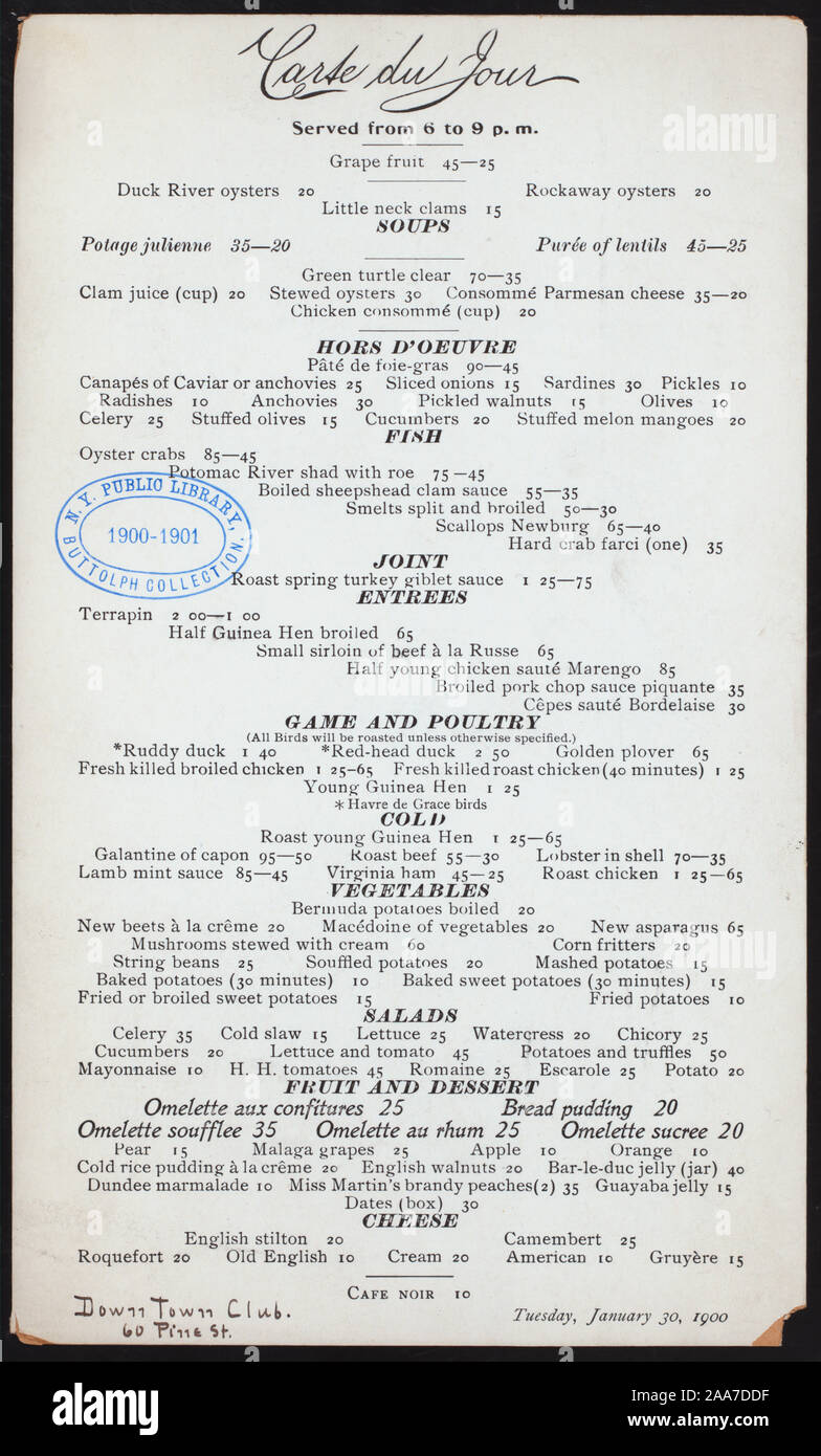 La carte du menu hi-res stock photography and images - Alamy