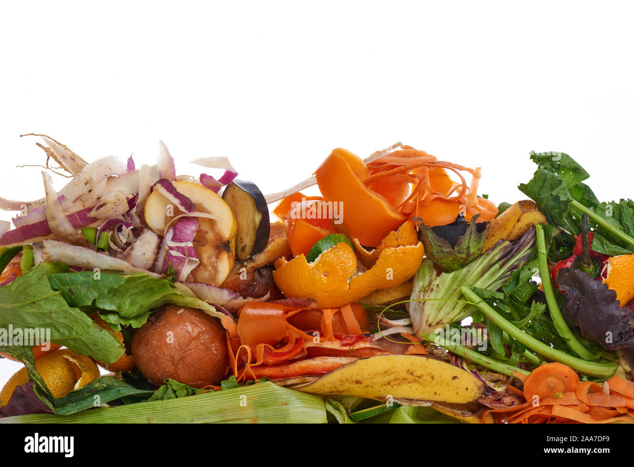 Food Waste. Compostable Food Scraps, time lapse. Domestic food waste for compost from fruits and ...