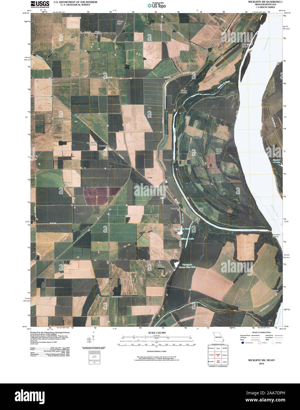 USGS TOPO Map Missouri MO Wickliffe SW 20100421 TM Restoration Stock ...