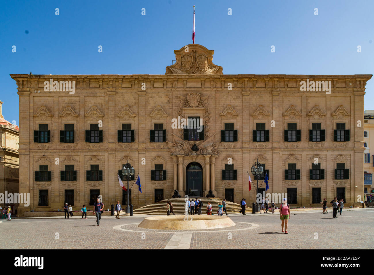 Valletta, Malta - April 9th 2018: The Auberge de Castille built in the ...