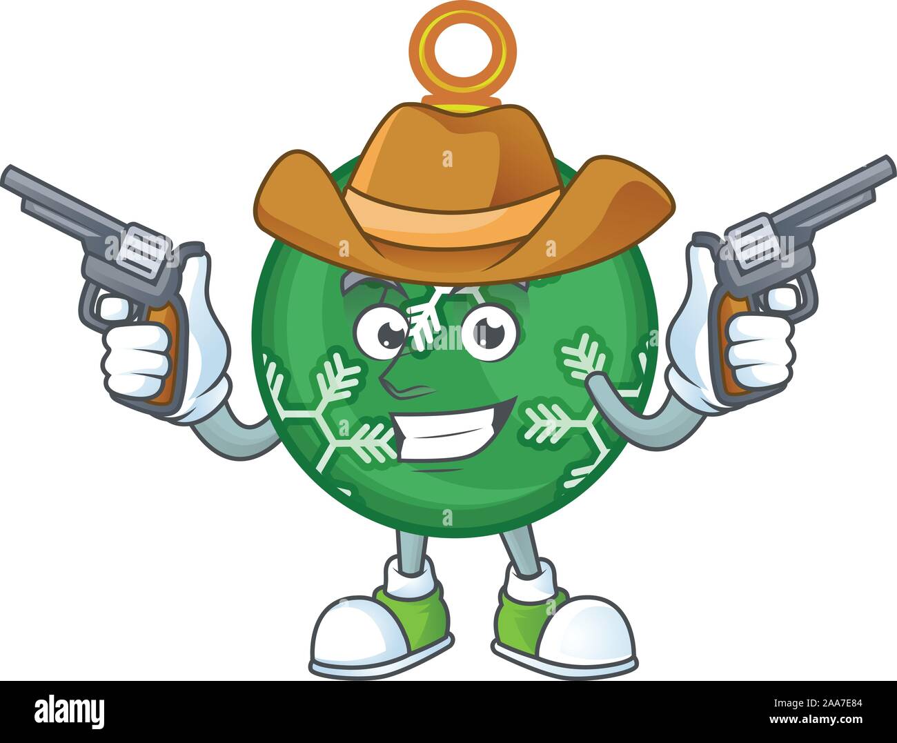 Cartoon green christmas ball with character cowboy Stock Vector Image ...