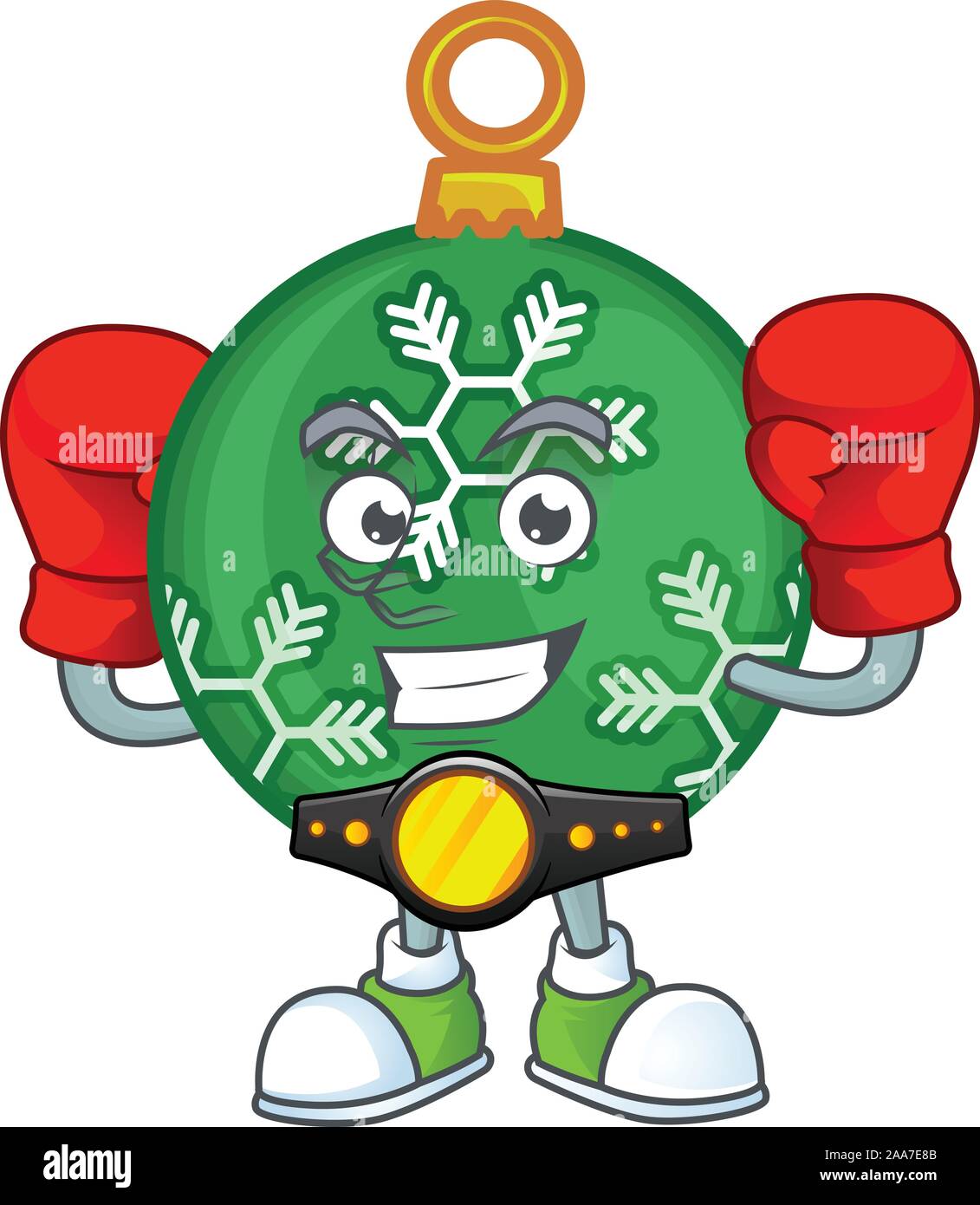 Cartoon green christmas ball with character boxing Stock Vector Image ...
