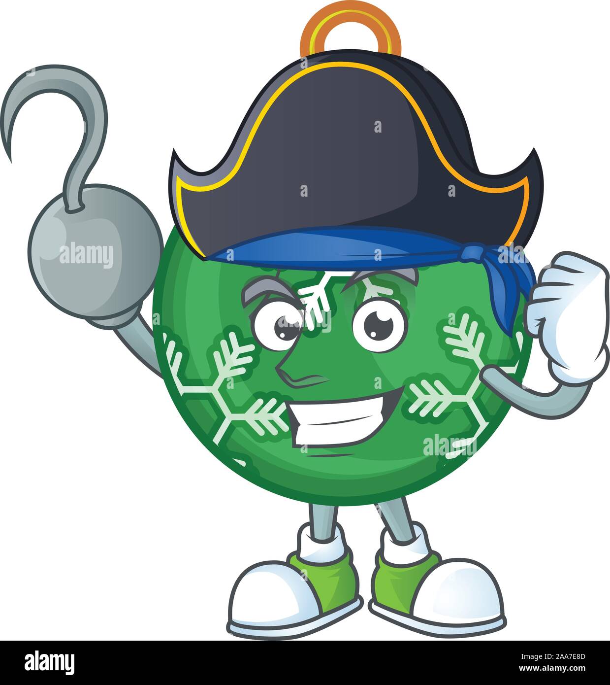 Cartoon green christmas ball with character pirate Stock Vector Image ...