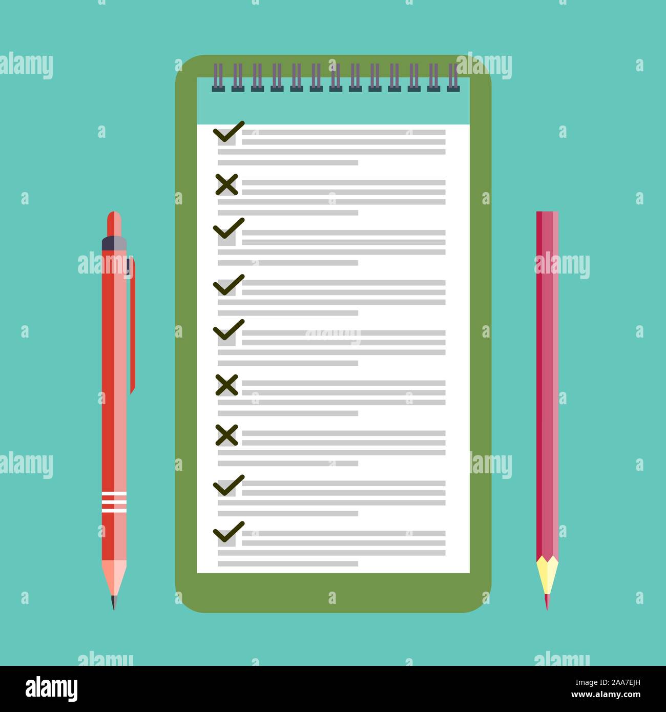 Notebook, pencil and pen Stock Vector Image & Art - Alamy