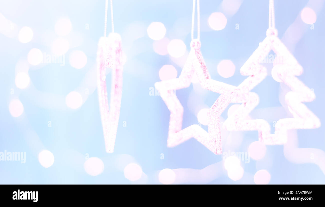 Christmas decorations on a blue abstract background Stock Photo - Alamy