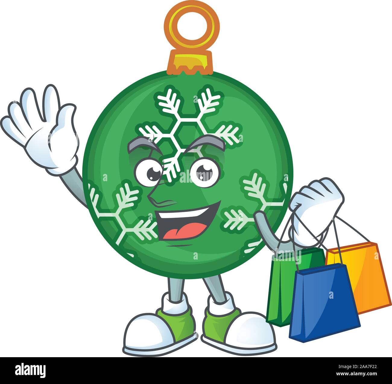 Mascot shopping in the green christmas ball cartoon Stock Vector Image ...