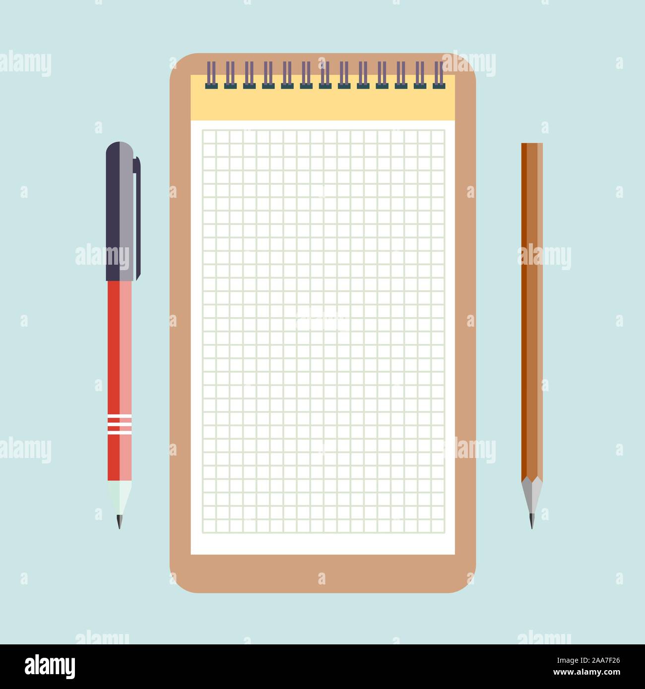 Notebook, pencil and pen Stock Vector Image & Art - Alamy