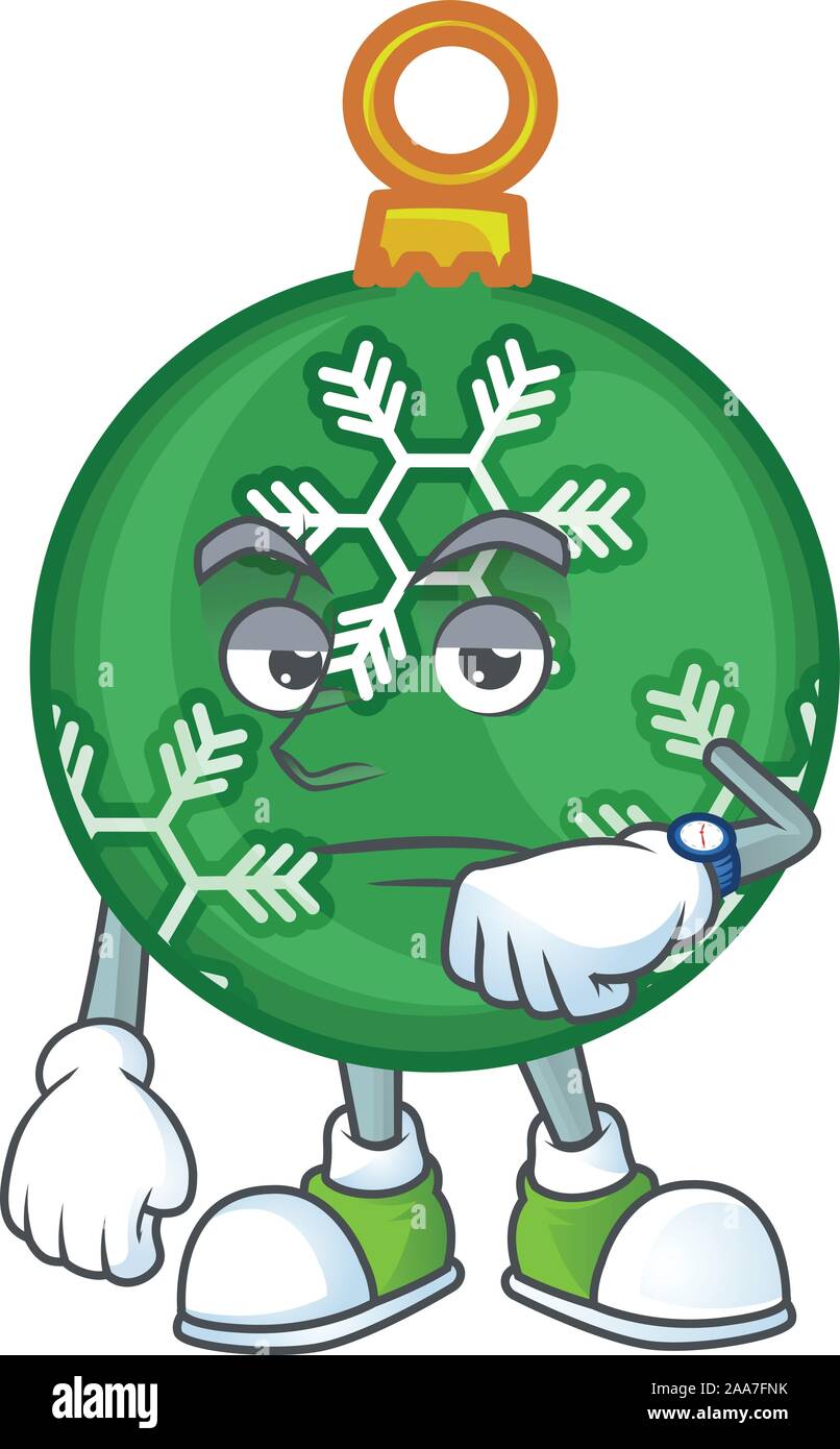 Cartoon green christmas ball with mascot waiting Stock Vector Image ...