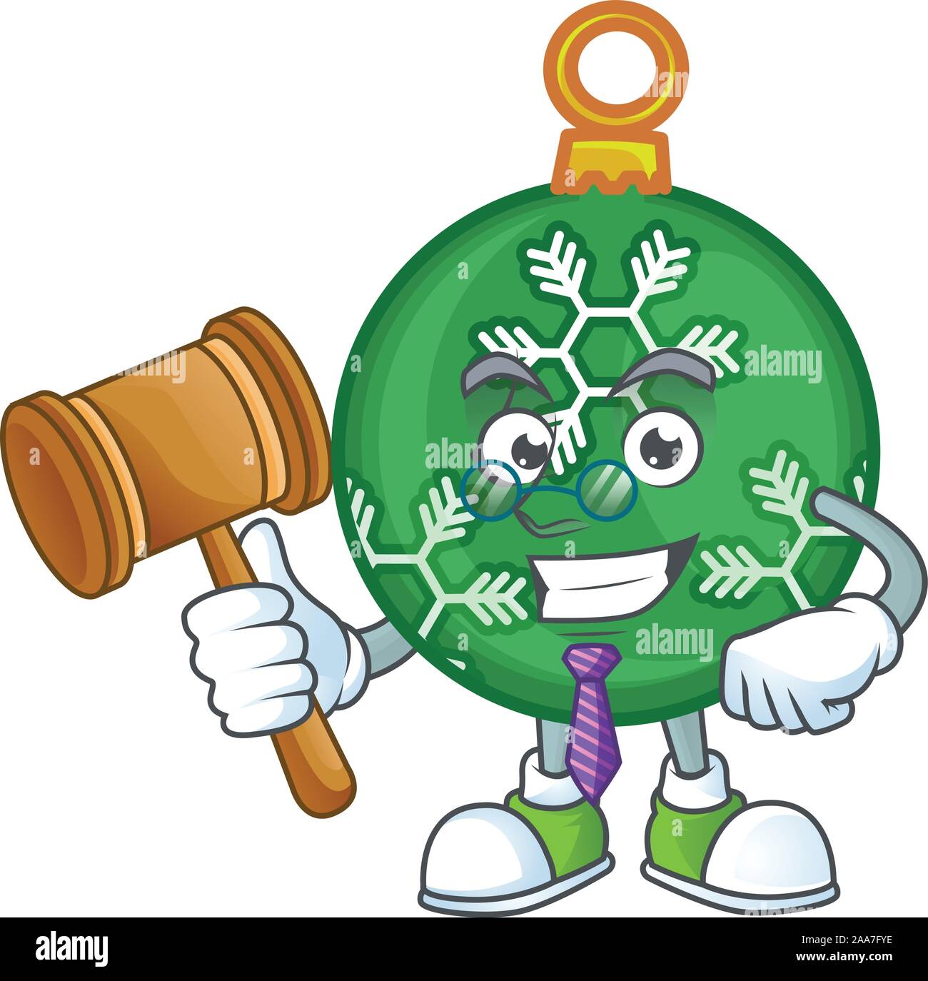 Cartoon green christmas ball with mascot judge Stock Vector Image & Art ...