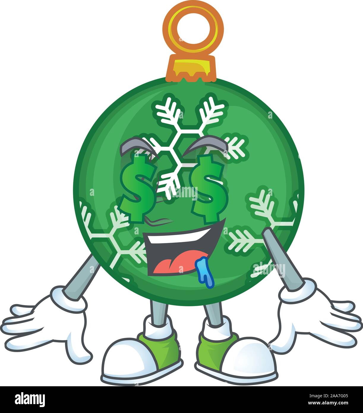 Cartoon money eye green christmas ball with mascot Stock Vector Image ...